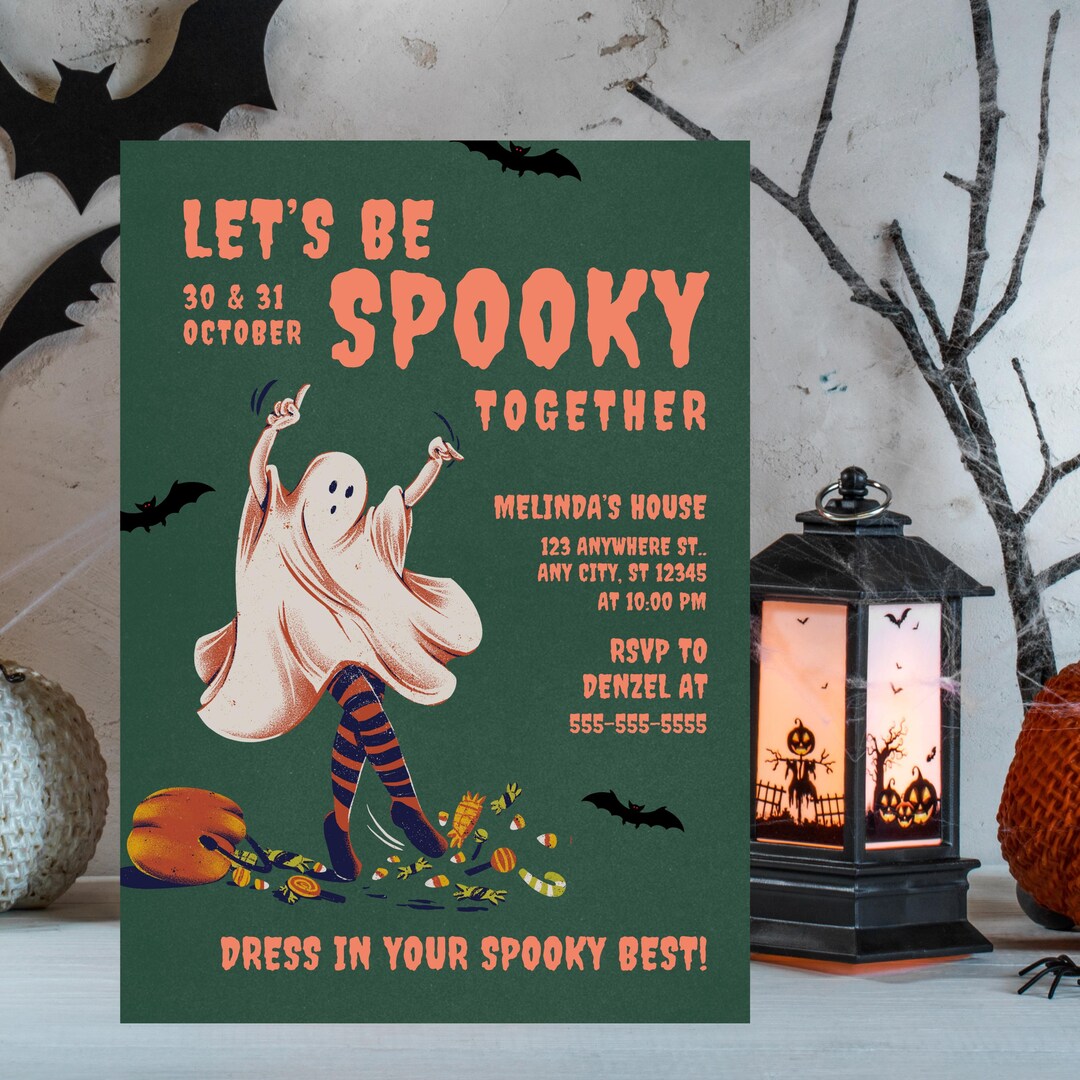 Editable Halloween Spooky Invitation, Halloween Ghost Invitation ...