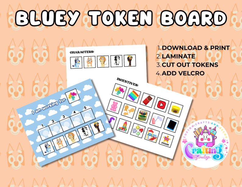 Bluey and Friends Token Board Behavior Chart, Incentives Bluey, Bingo ...