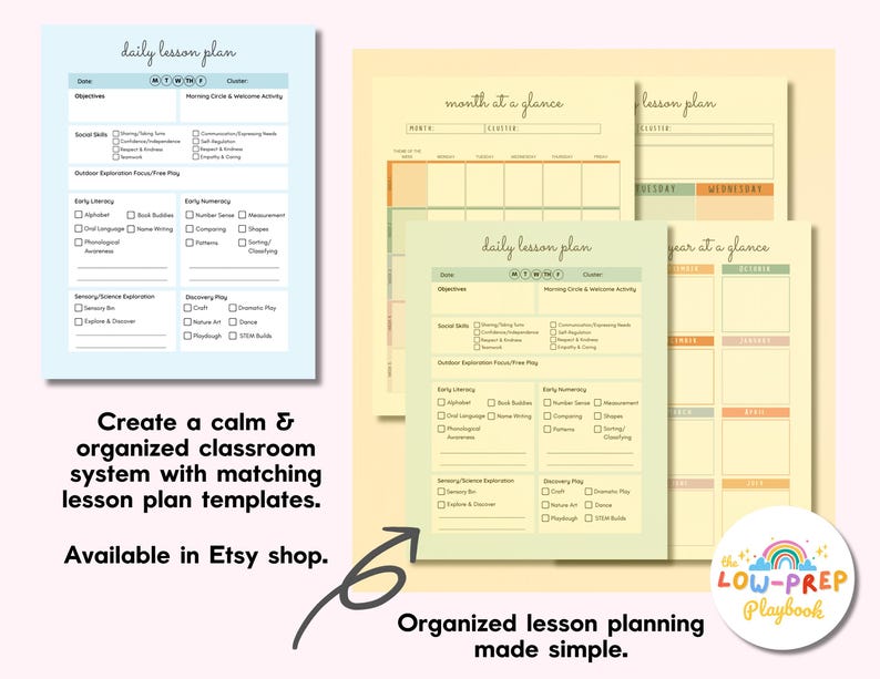 Daily Lesson Plan Template Editable | Daycare Preschool Daily Planner ...