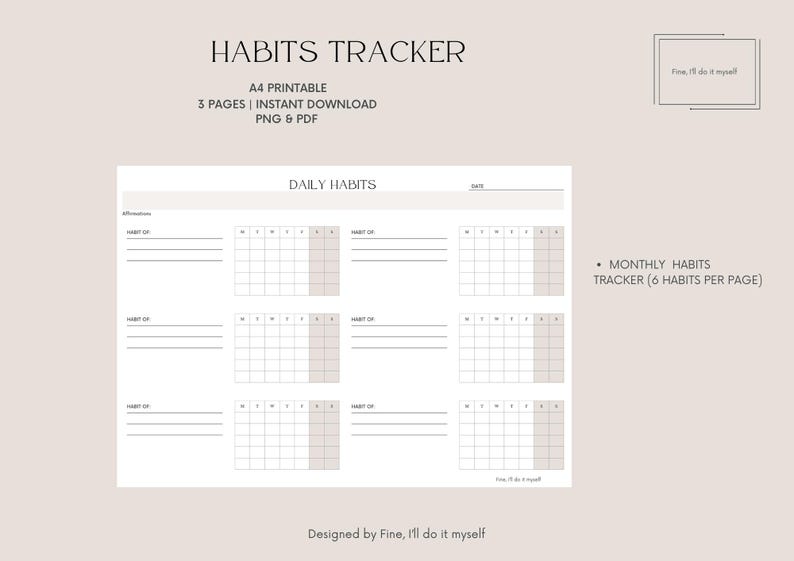Habits Printable Tracker - Etsy
