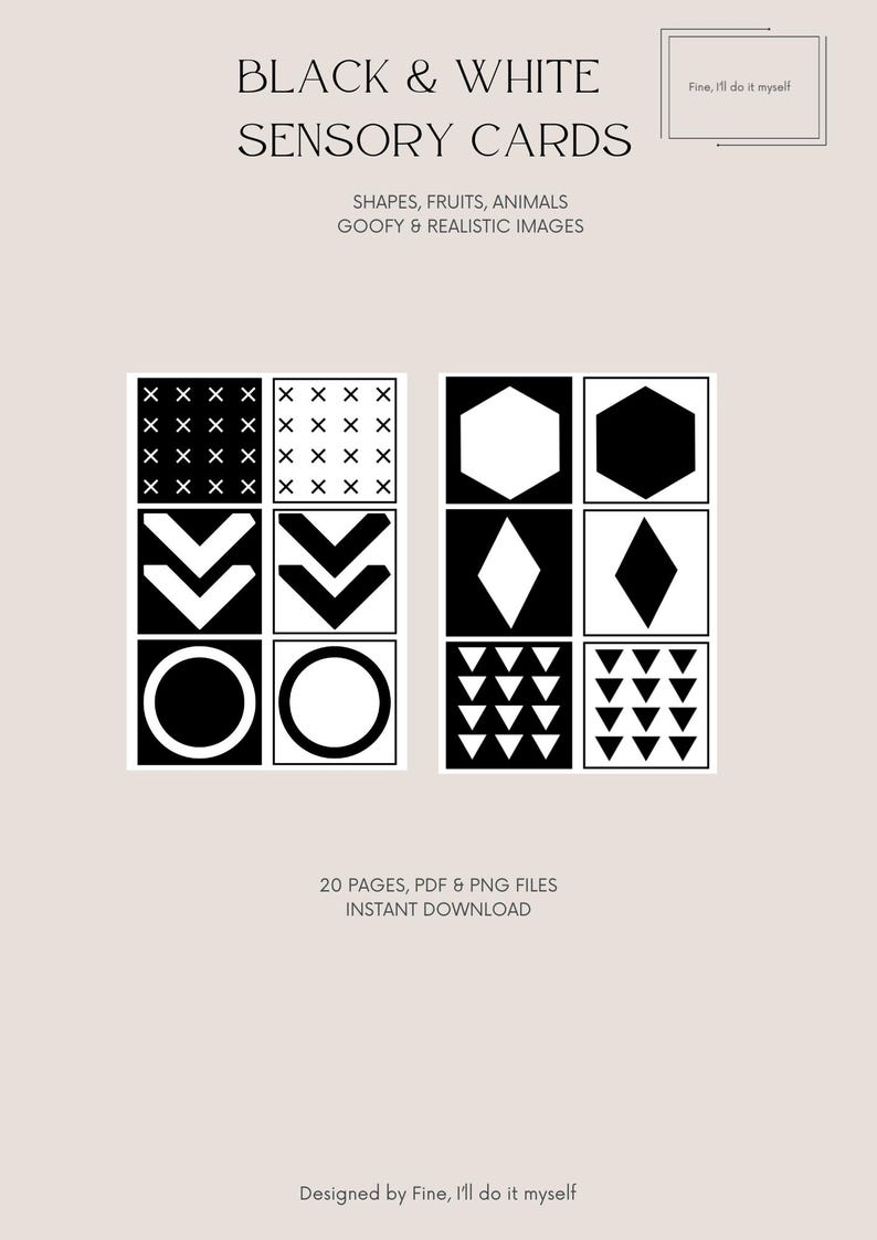 120 Printable Sensory Cards for Newborns, Visual Stimulation, Black ...