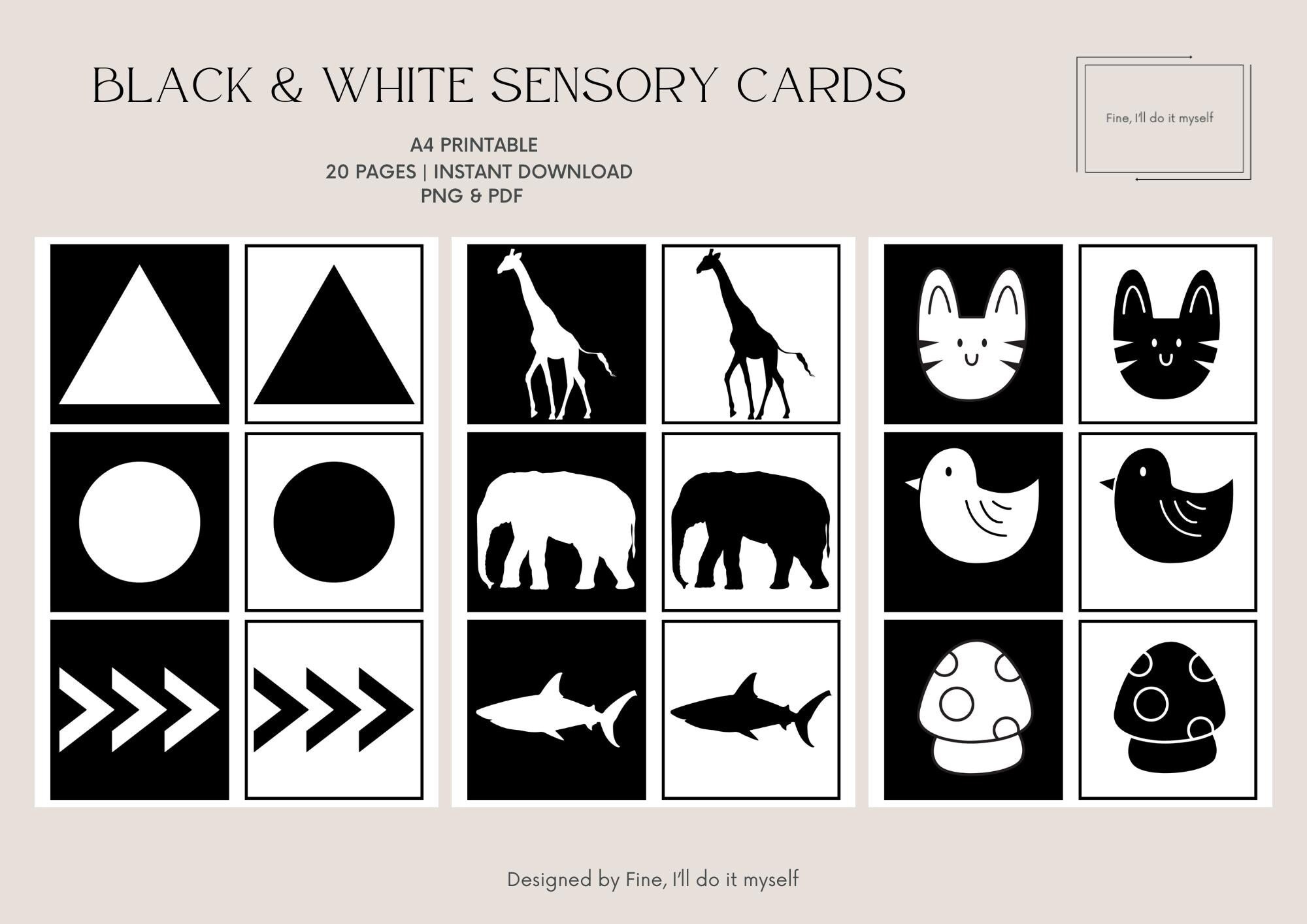 120 Printable Sensory Cards for Newborns, Visual Stimulation, Black ...
