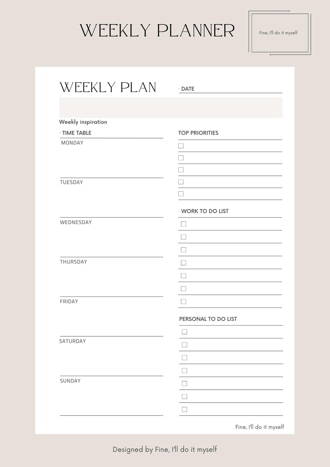 Daily, Weekly & Monthly Printable Planner - Etsy