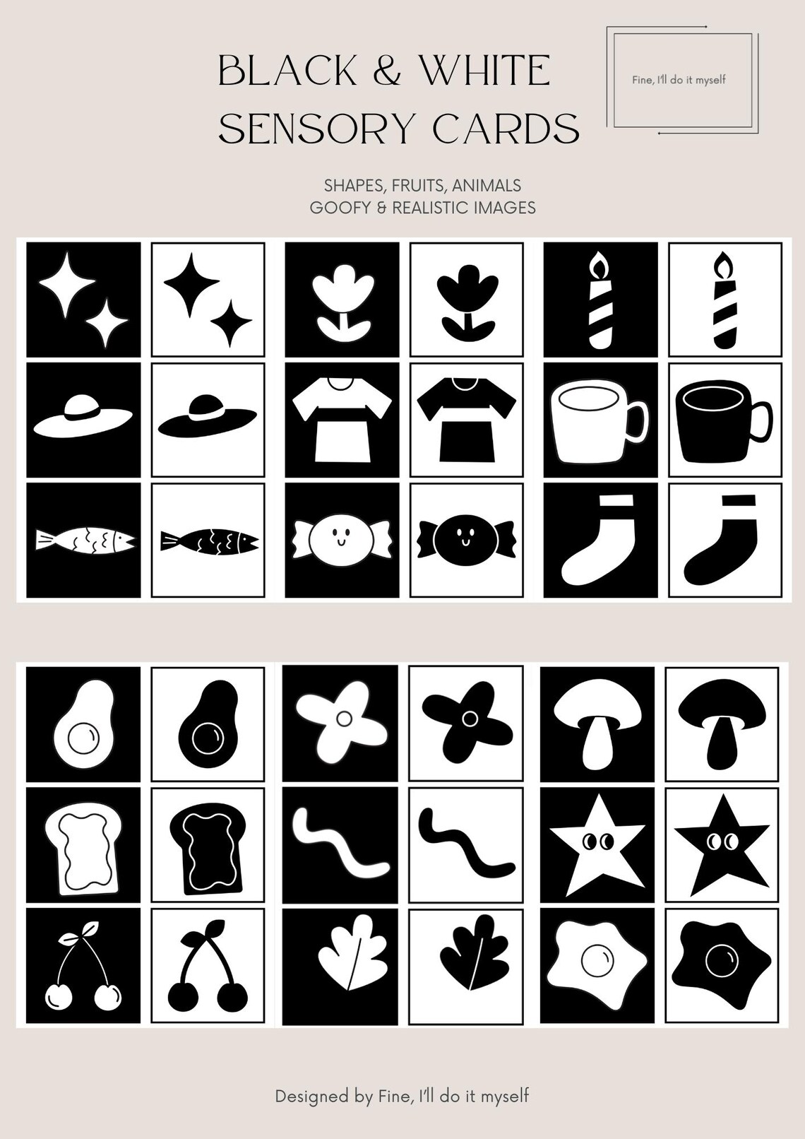 120 Printable Sensory Cards for Newborns, Visual Stimulation, Black ...