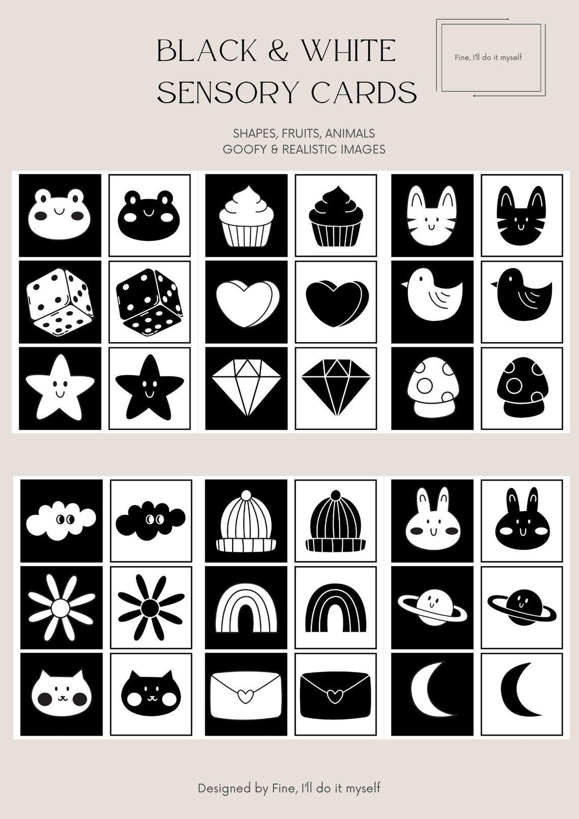 120 Printable Sensory Cards for Newborns, Visual Stimulation, Black ...