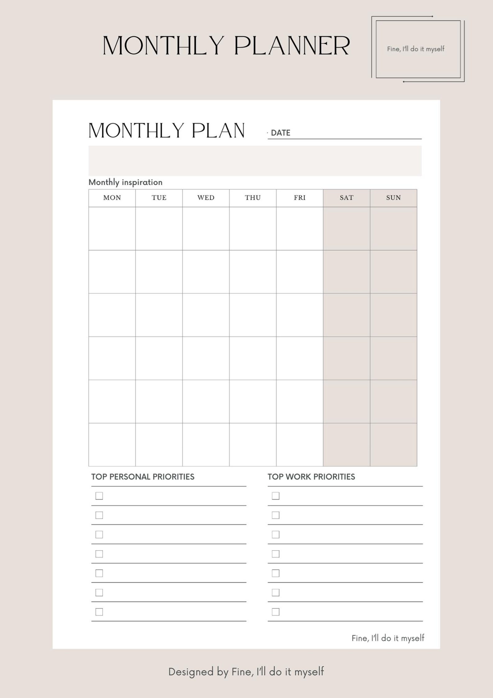 Daily, Weekly & Monthly Printable Planner - Etsy