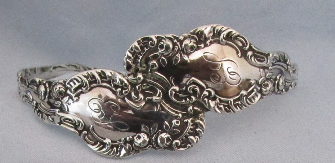 1 Antique Cuff Bracelet Fashioned From Repurposed Sterling Silver Fork ...