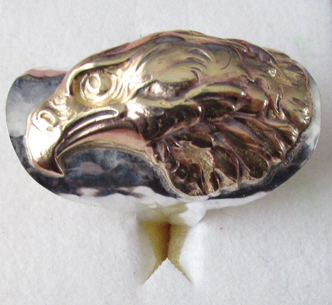 Golden Eagle Set on A Dimple Hammered Antique Spoon Bowl Ring. One in A ...