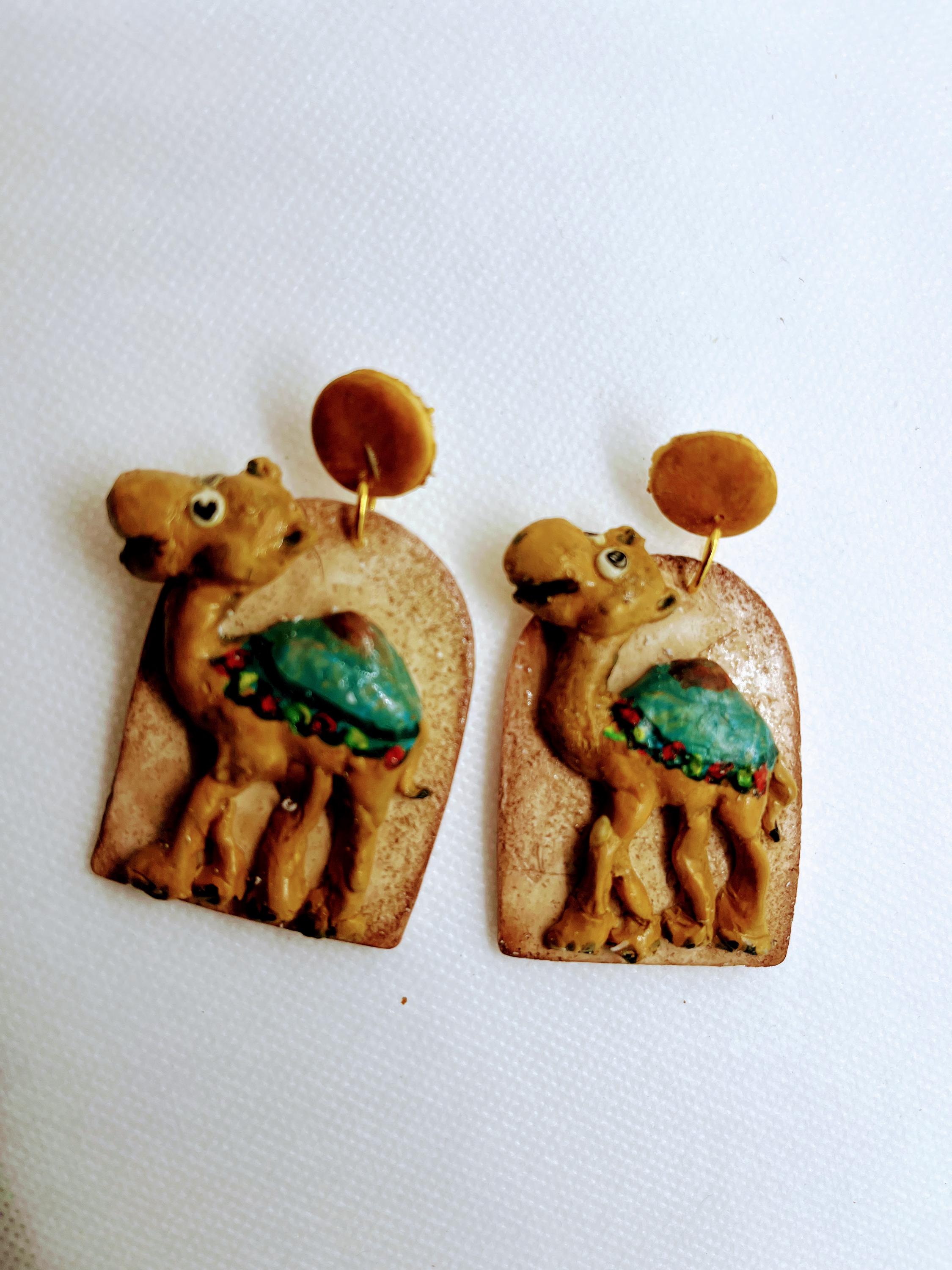 Unique Camel Polymer Clay Earrings - Etsy