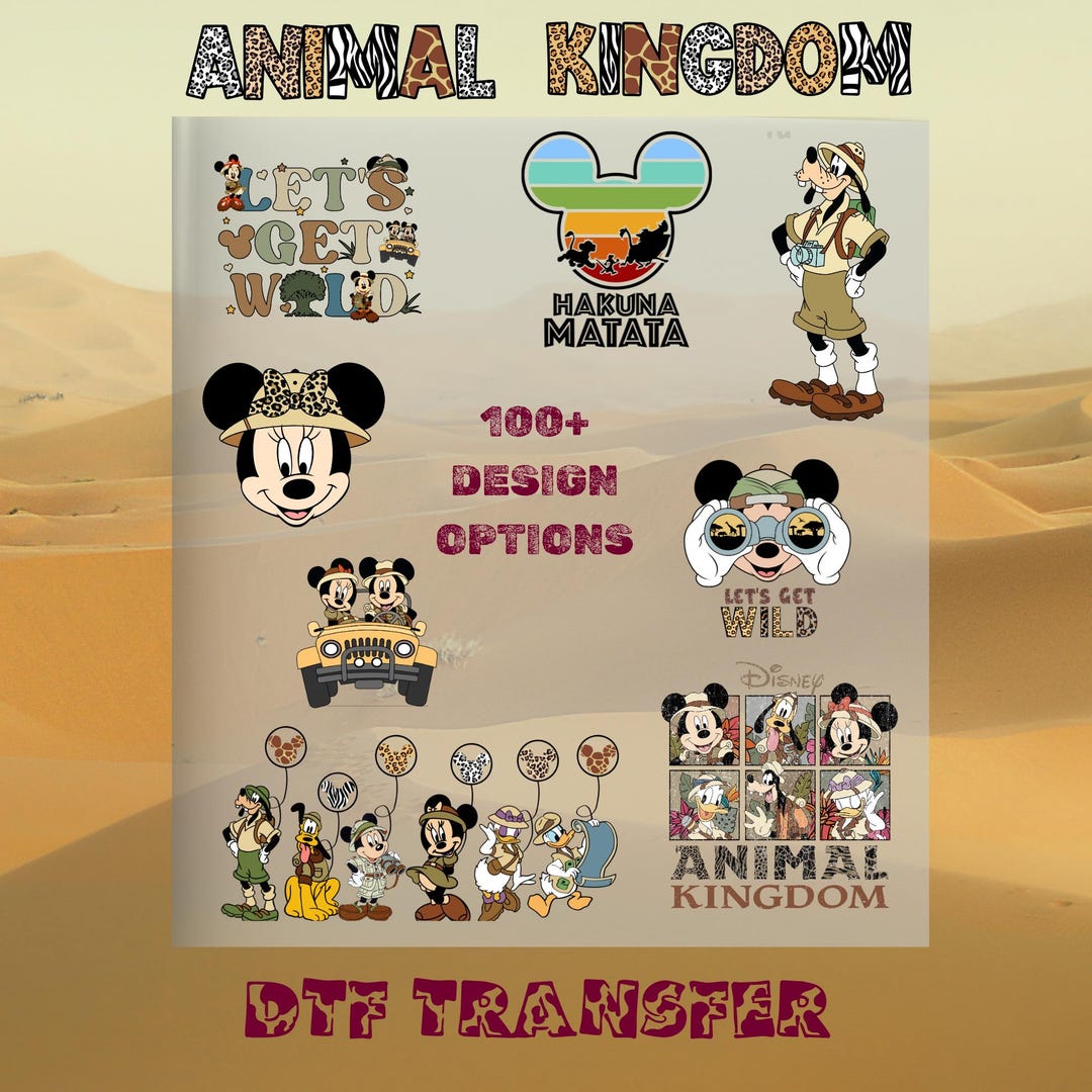 Animal Kingdom DTF Transfer Ready to Press, Disney Safari DTF Transfers ...