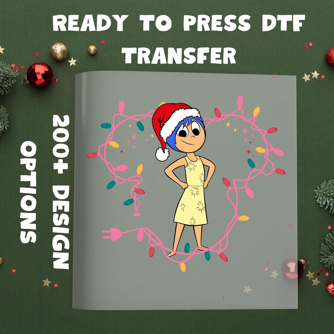 Inside Out Joy Christmas DTF, Disney Inside Out Emotions Xmas DTF, Joy ...