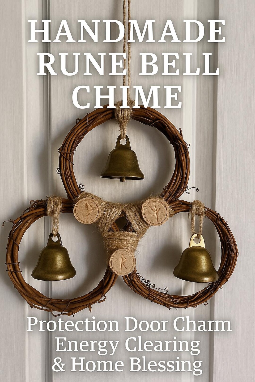 Handmade Rune Bell Chime – Protection Door Charm for Energy Clearing ...