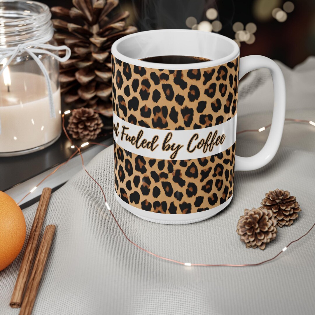 Leopard Print Ceramic Mugs, Fierce Fabulous Animal Print Cups, Cheetah ...