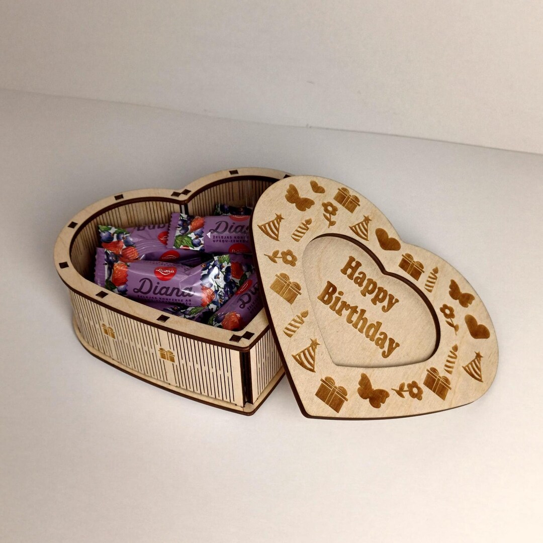 Personalized Heart Box - Custom Gift Box With Lid - Laser Cut Wooden ...