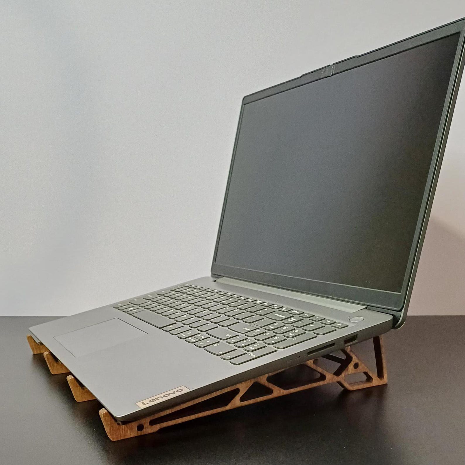 Universal Laptop Stand Minimalist Plywood & Brass, Adjustable Workspace ...