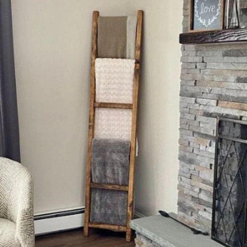 Rustic Wood Ladder Rack - Etsy