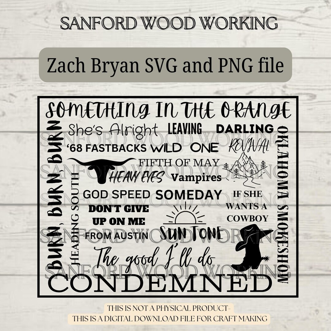 Zach Bryan SVG PNG Digital Download File, American Heartbreak Tour ...