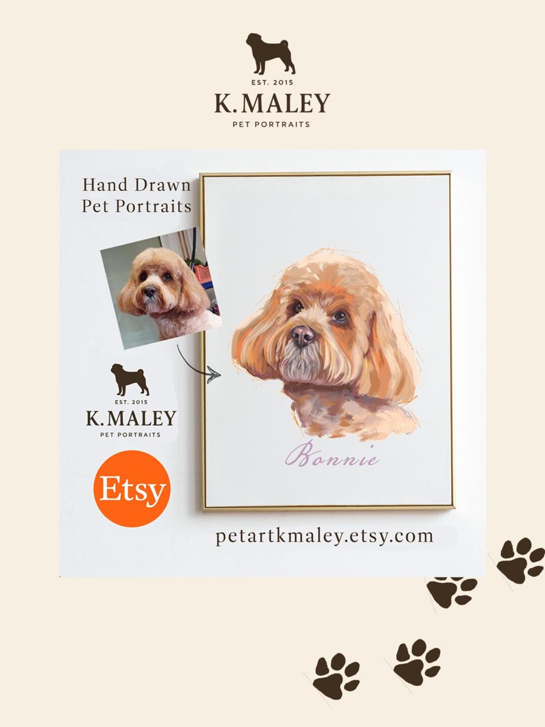 Digital Custom Pet Portrait | Hand-drawn Dog, Cat, Rabbit Art From ...