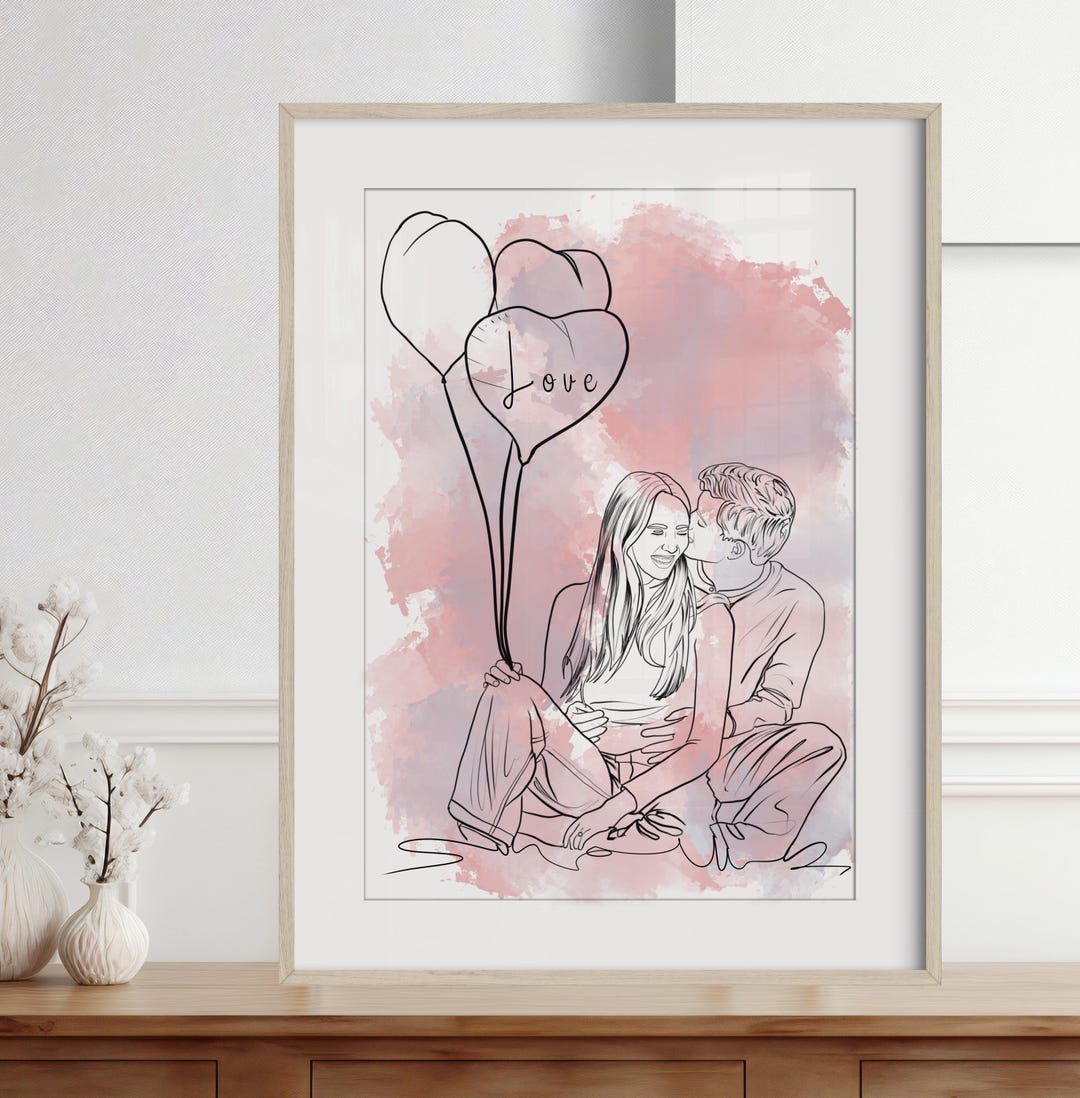 Custom Couple Line Art, Personalized Girlfriend Gift, Personalized ...