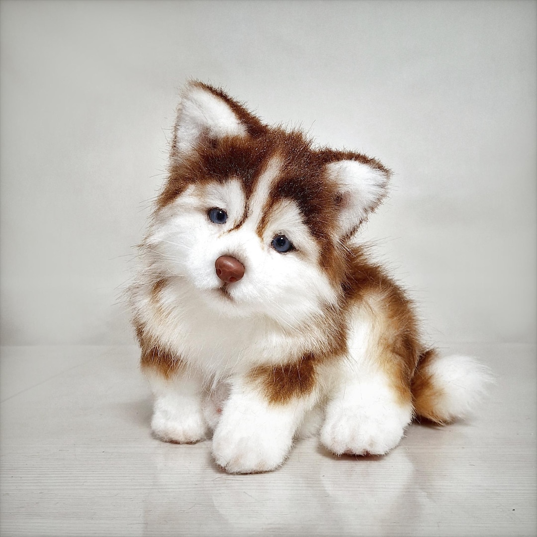 Plush Husky Puppy Toy: Soft Fur, Wire Ears - Posable and Detailed - Etsy