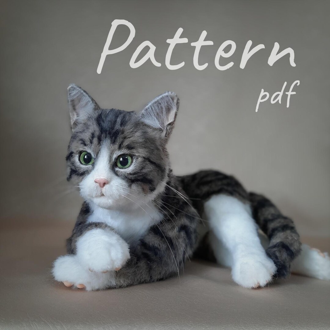Pattern Realistic Cat, Stuffed Animal, Plush Toy - Etsy UK