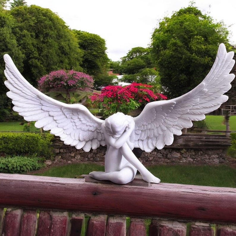 3D Angel Figurine | Modern Embrace Angel Sculpture, Resin Artwork Craft ...