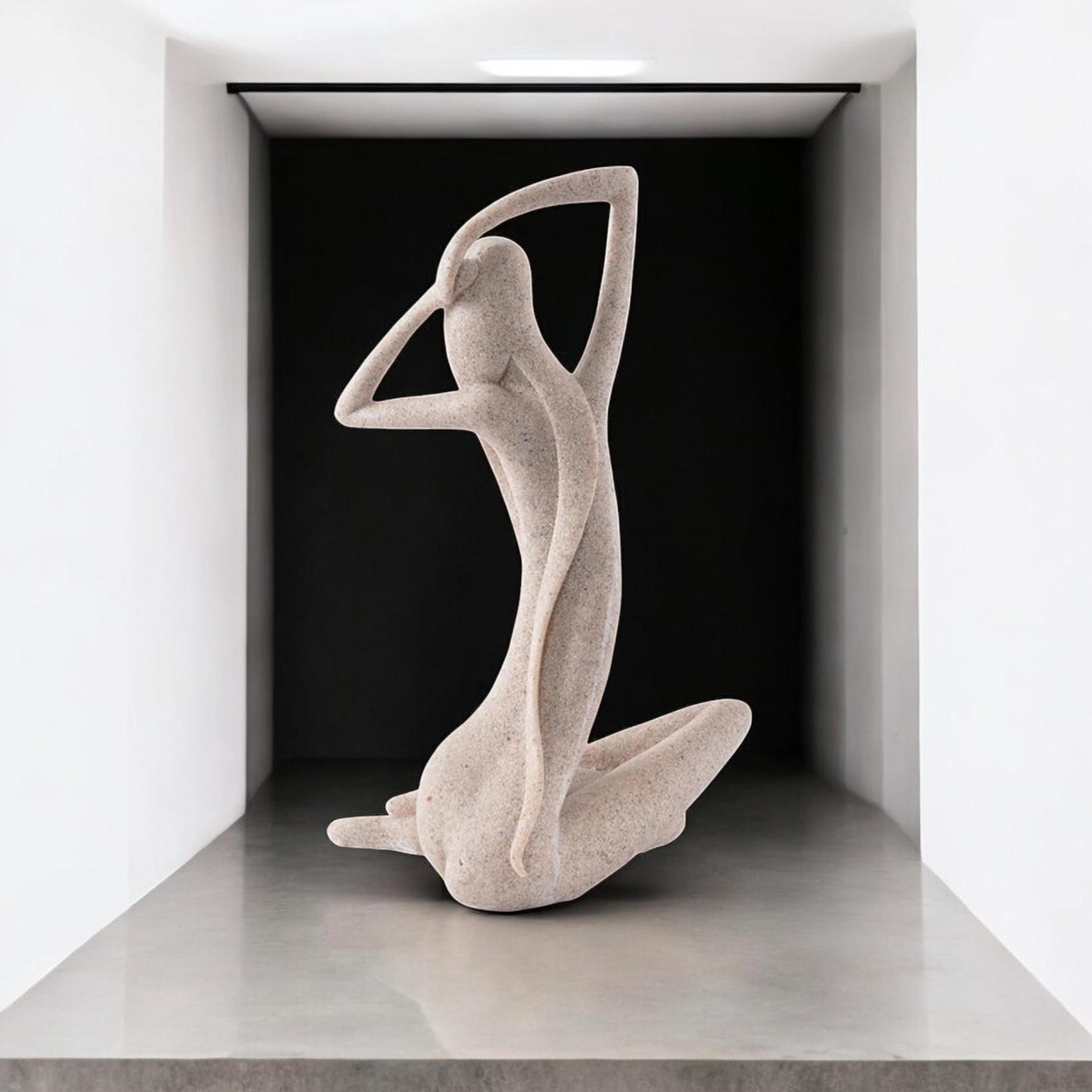 Yoga Pose Woman Statue | Faceless Long-haired Modern Abstract Feminine ...