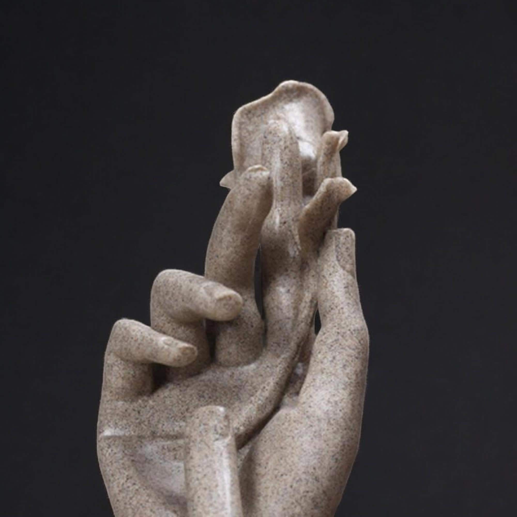 Sand Color Nordic Hand Holding Rose Statue | Abstract Resin Hand ...
