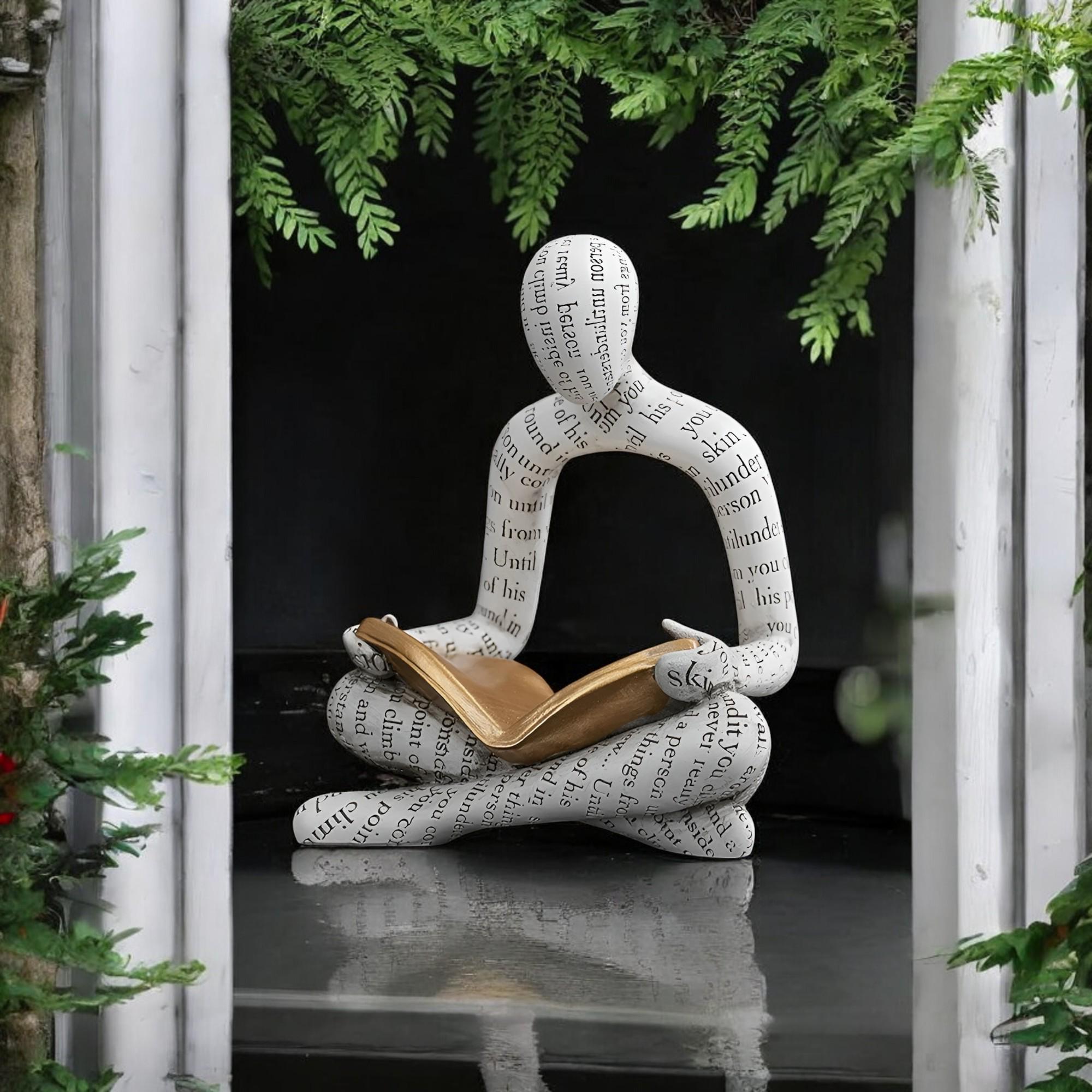 Reading Woman Statue | Modern Abstract Resin Sculpture, Thinker ...