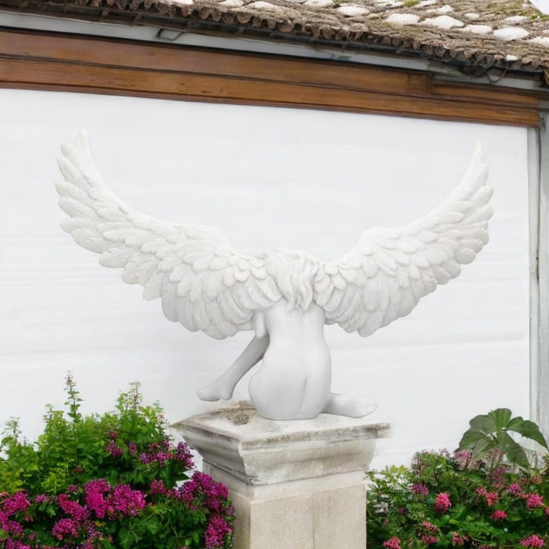 3D Angel Figurine | Modern Embrace Angel Sculpture, Resin Artwork Craft ...
