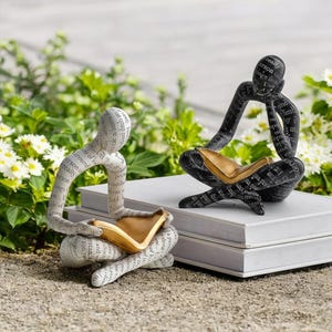 Reading Woman Statue | Modern Abstract Resin Sculpture, Thinker ...