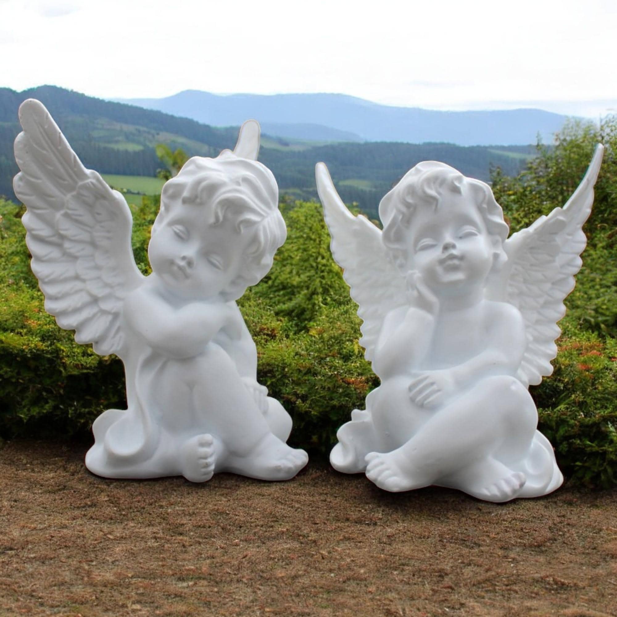 2pcs Cute Miniature Cupid Angel Statue Resin Sculpture Figure Ornament ...