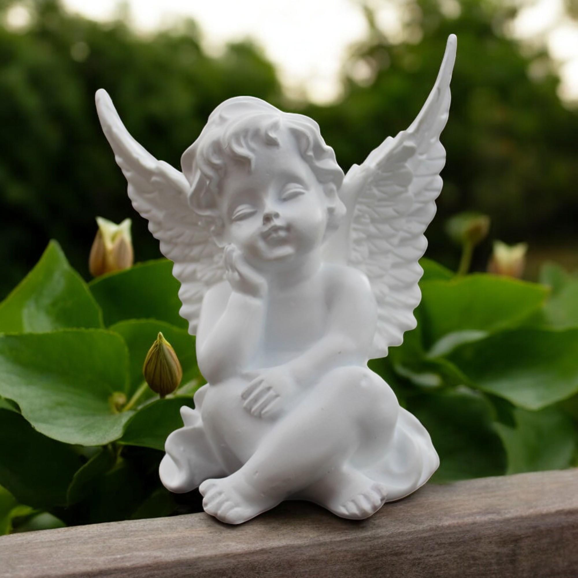 2pcs Cute Miniature Cupid Angel Statue Resin Sculpture Figure Ornament ...