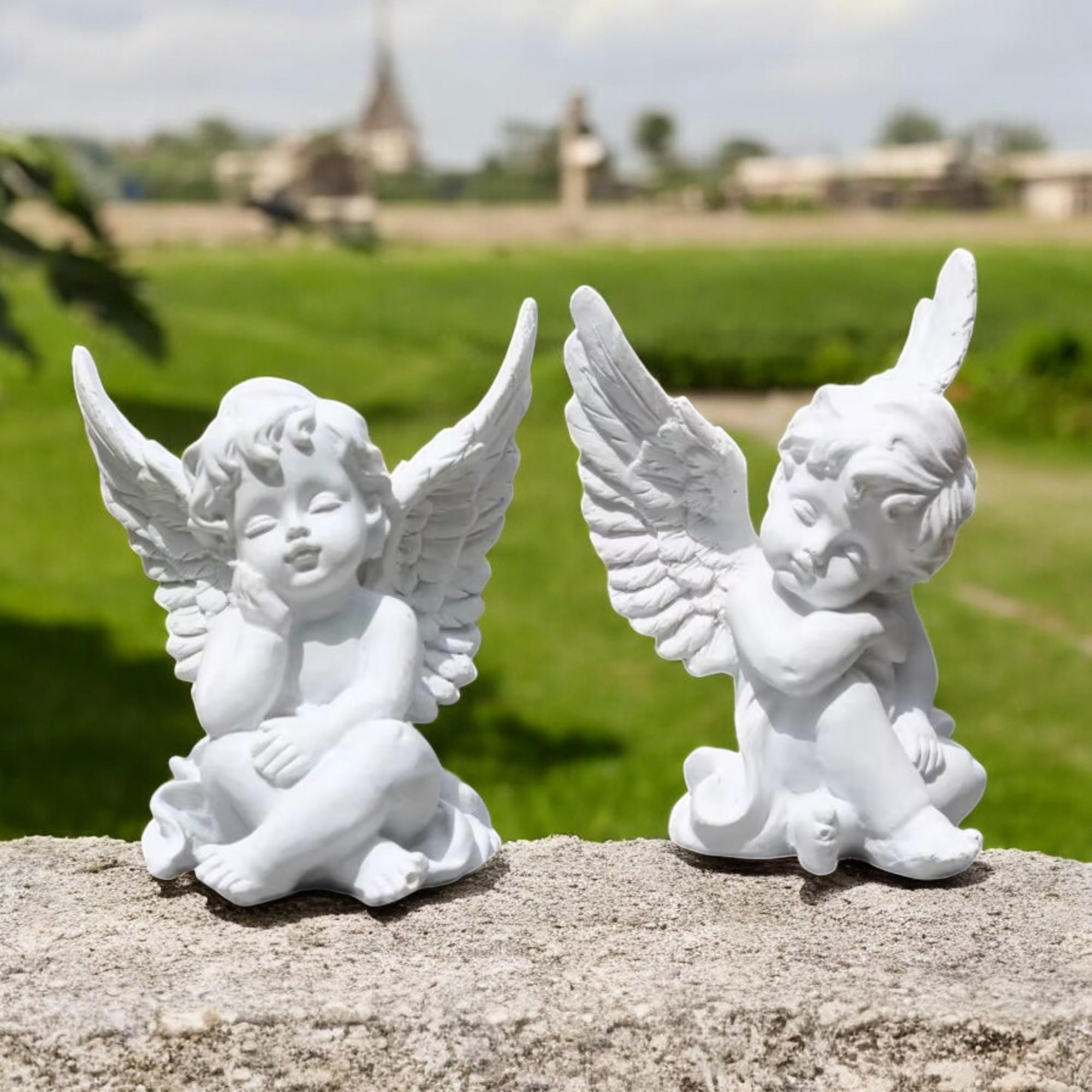 2pcs Cute Miniature Cupid Angel Statue Resin Sculpture Figure Ornament ...