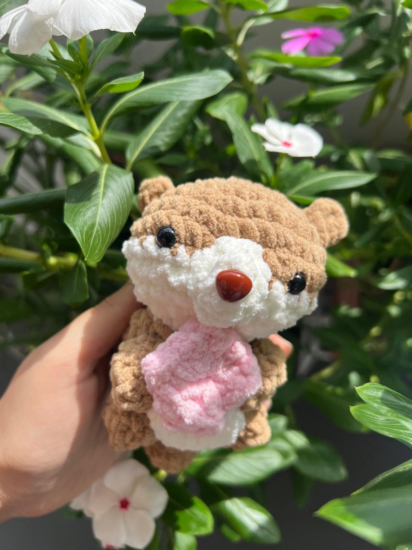 Handmade Crochet Baby Otter Holding Seashell Plushie Amigurumi Gift ...