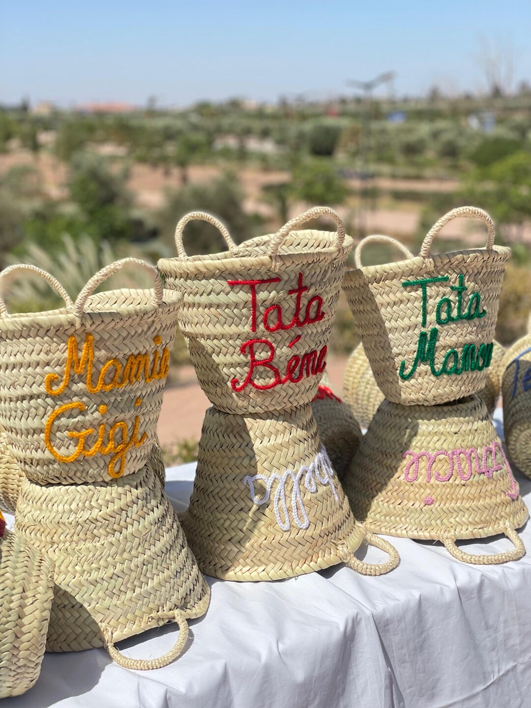 STRAW BAGS PERSONALIZED With a Name, Bridesmaid Bags, Flower Girl ...