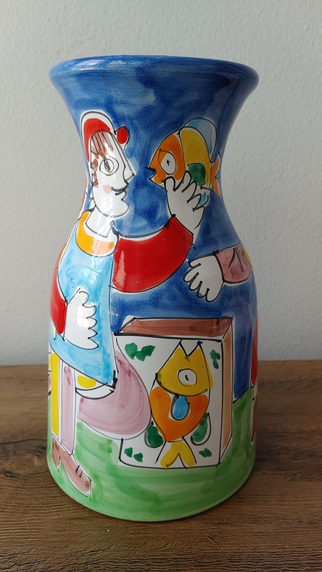 Vintage La Musa Italian Vase Mid Century Fisherman and Woman Pottery ...