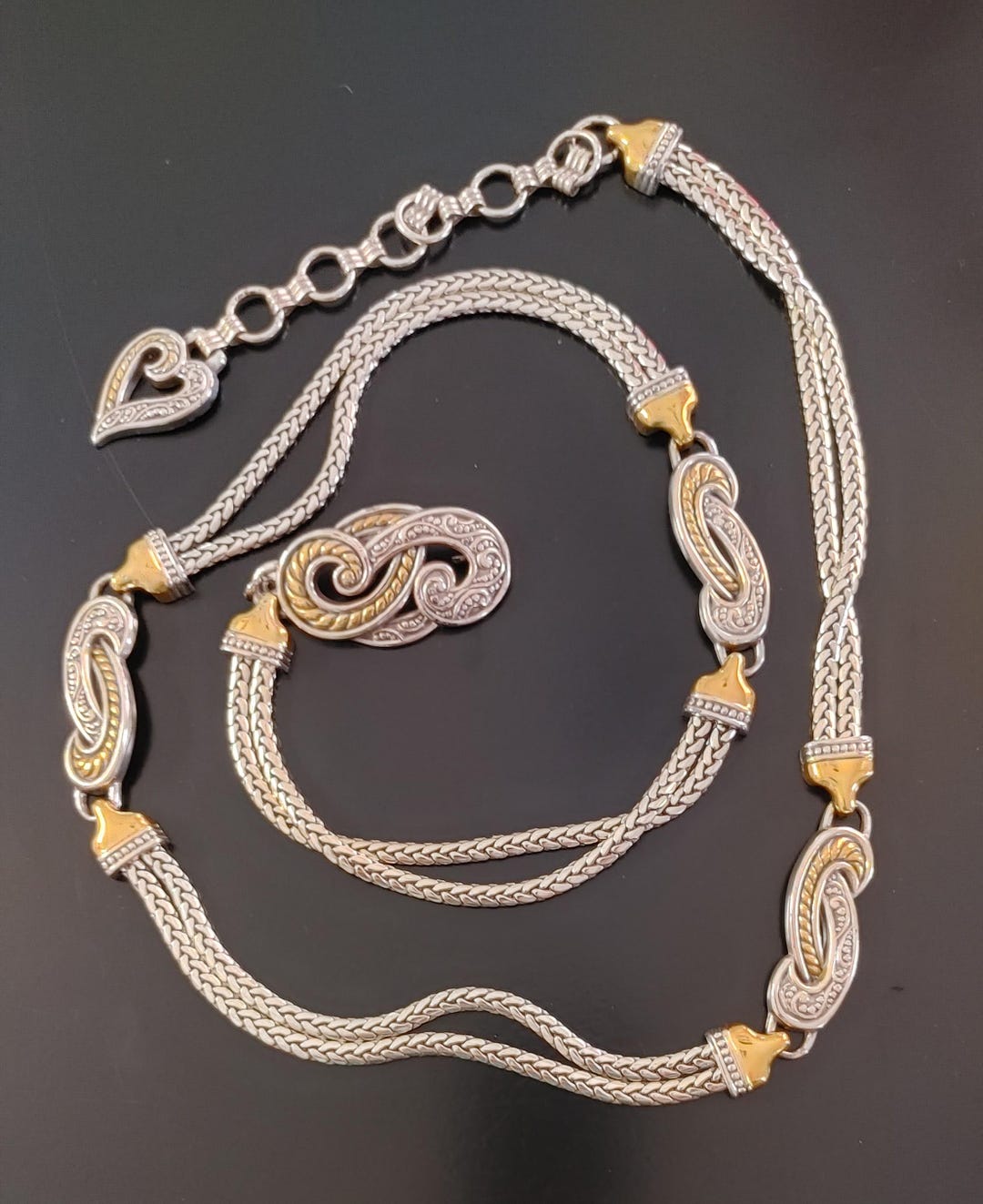 Vintage Brighton XL Silver Belt Bali Hai With Paisley Accents Double ...