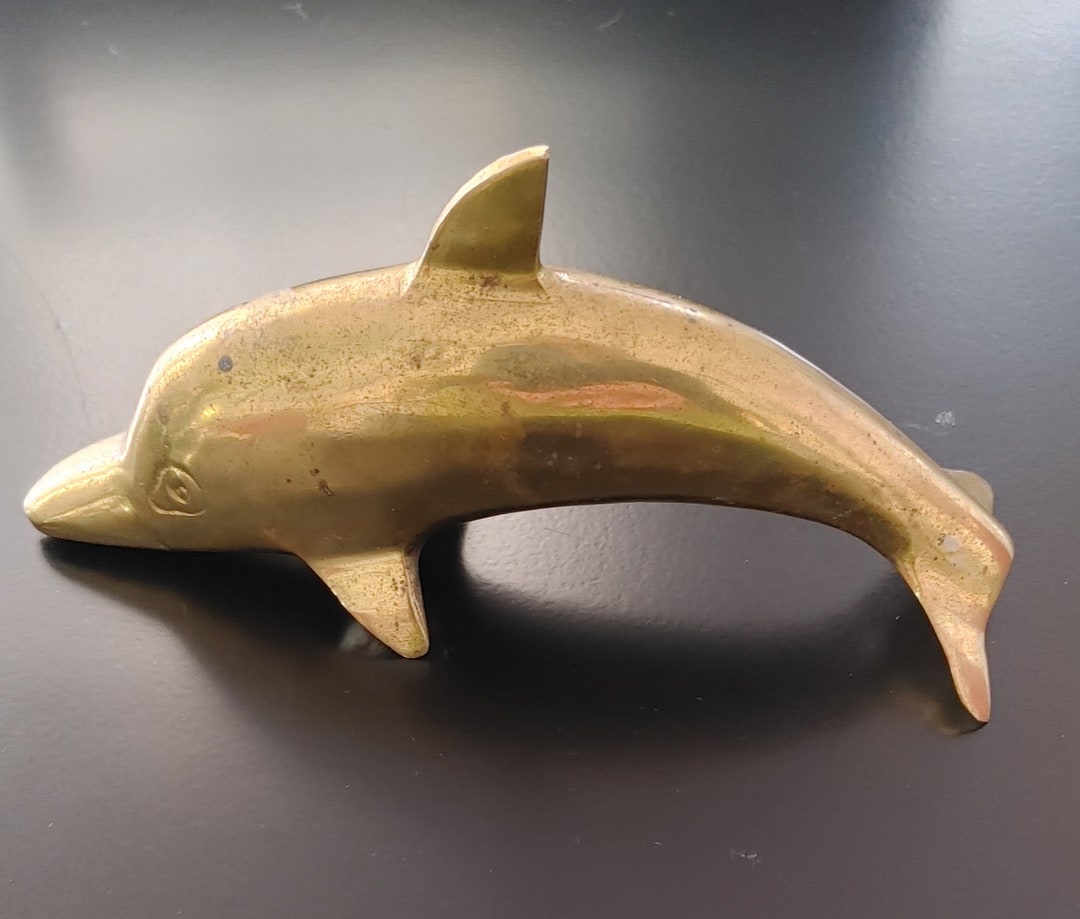 Vintage Brass Dolphin Paper Weight Table Decor Sea Creature Brass - Etsy