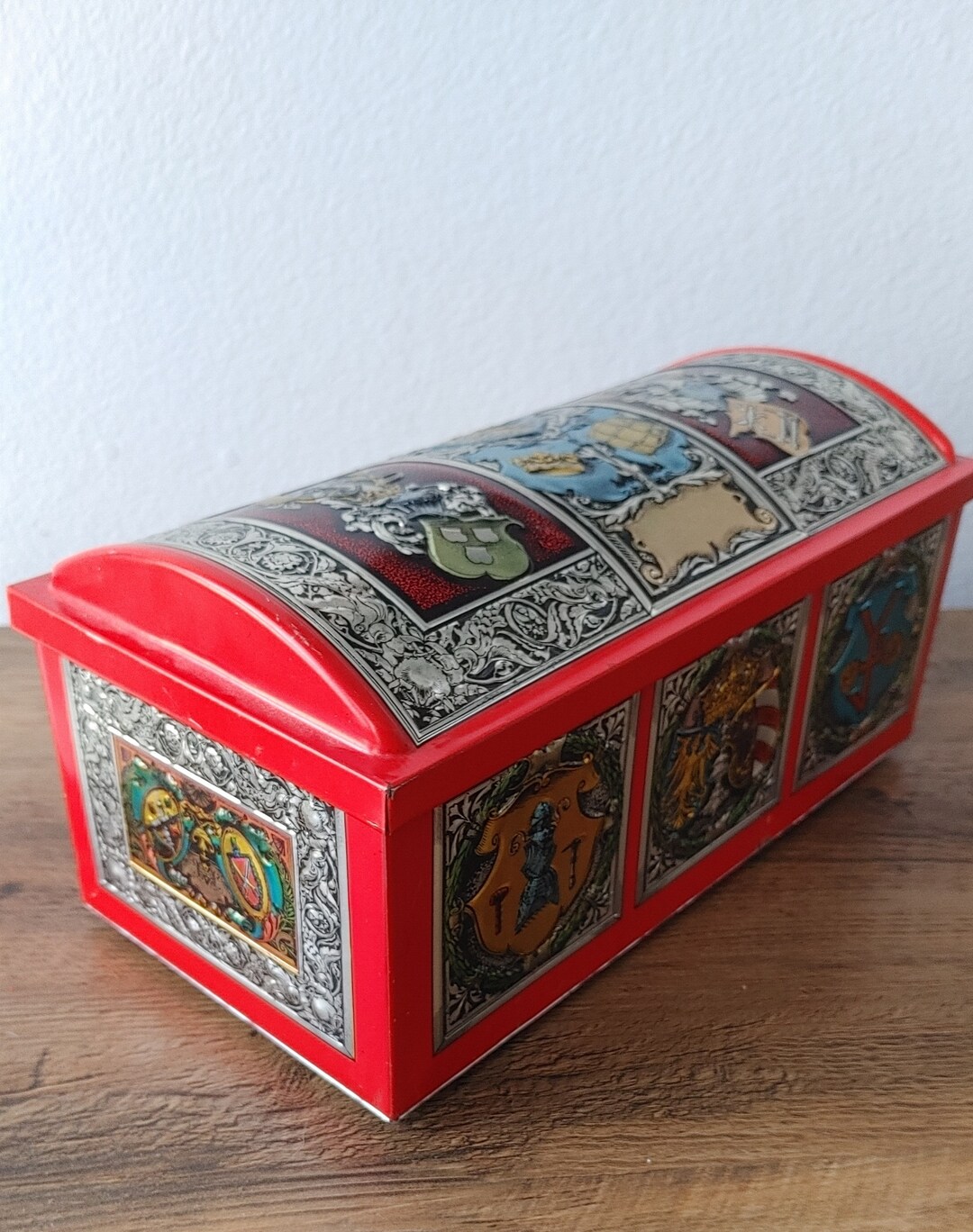 Vintage Tin Box German Biscuit Tin Bright Colors Oblong Embossed Box - Etsy