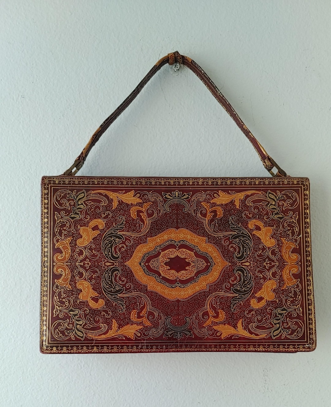 Vintage Italian Purse Florintine Burgundy and Gold Embossed Gorgeous ...