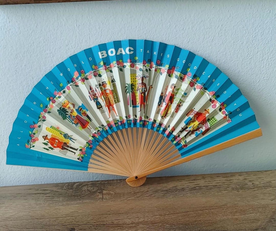 Vintage BOAC Fan British Overseas Airway Corporation Souvenir Fan From ...