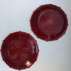 Vintage Avon Cape Cod Red Glass Dessert Plates 2 Ruby Glass in Box 1980 ...