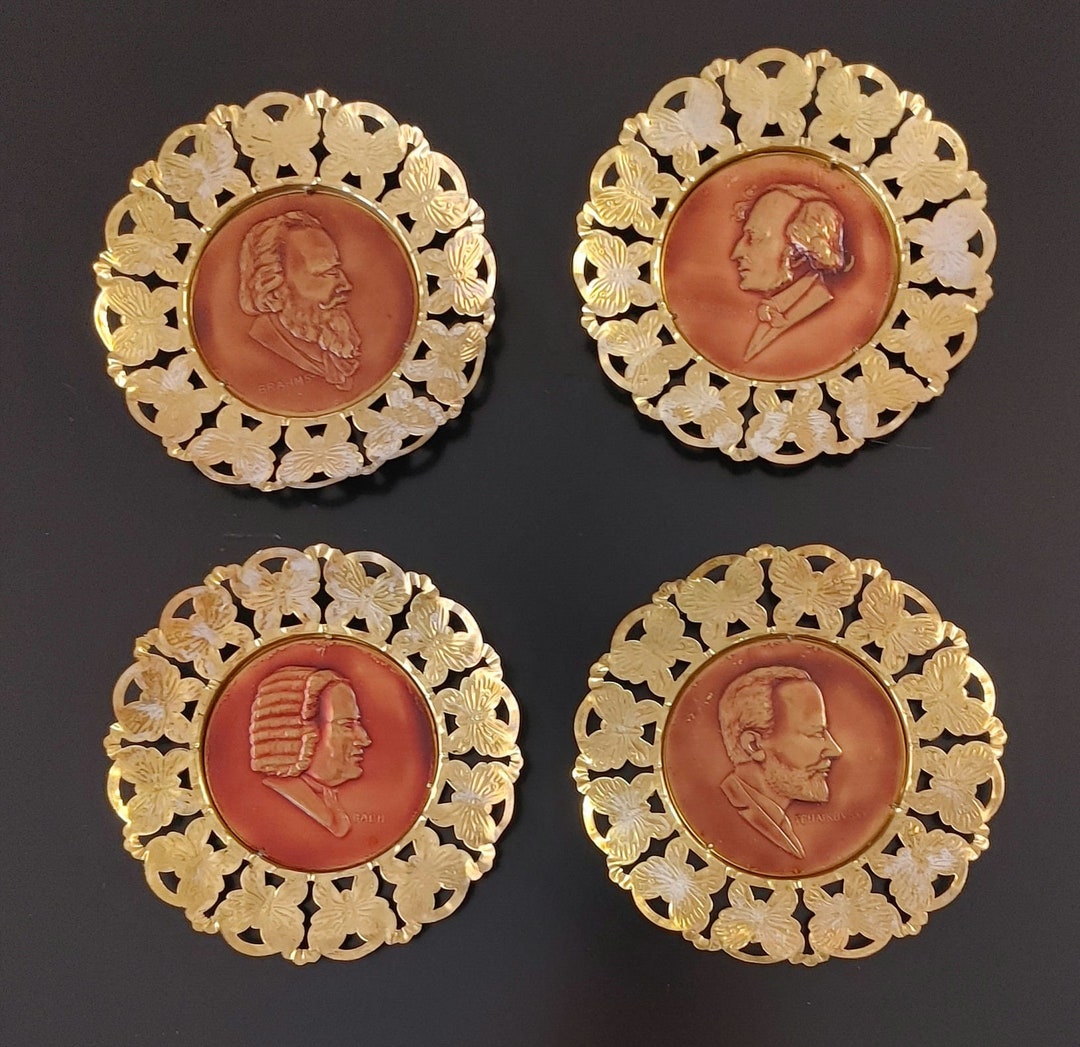 4 Vintage Composer Wall Plaques Brahms Bach Mendelssohn Tchaikovsky ...
