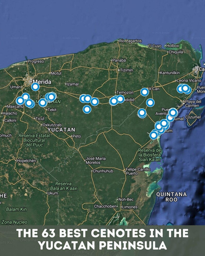 Yucatan Cenotes Interactive Map and Description - Etsy