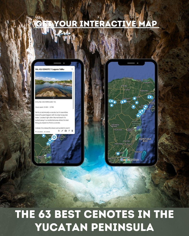 Yucatan Cenotes Interactive Map and Description - Etsy