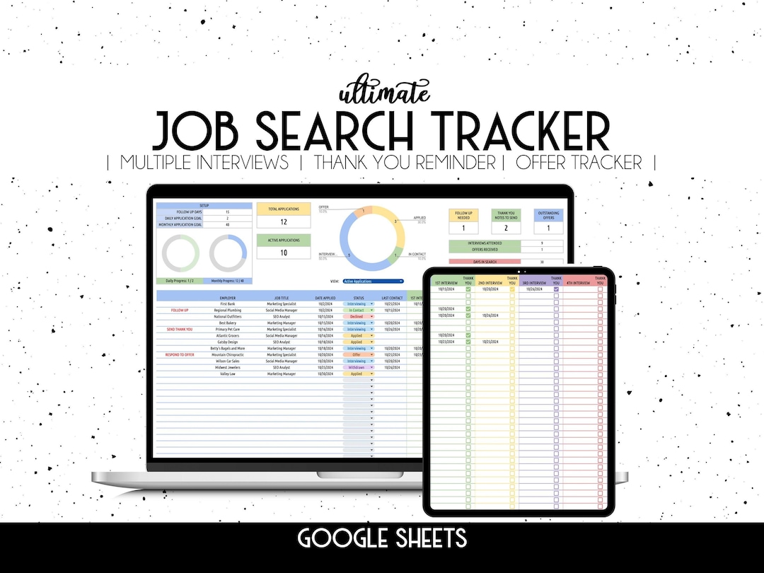 Ultimate Job Search Tracker, Google Sheets Template - Etsy
