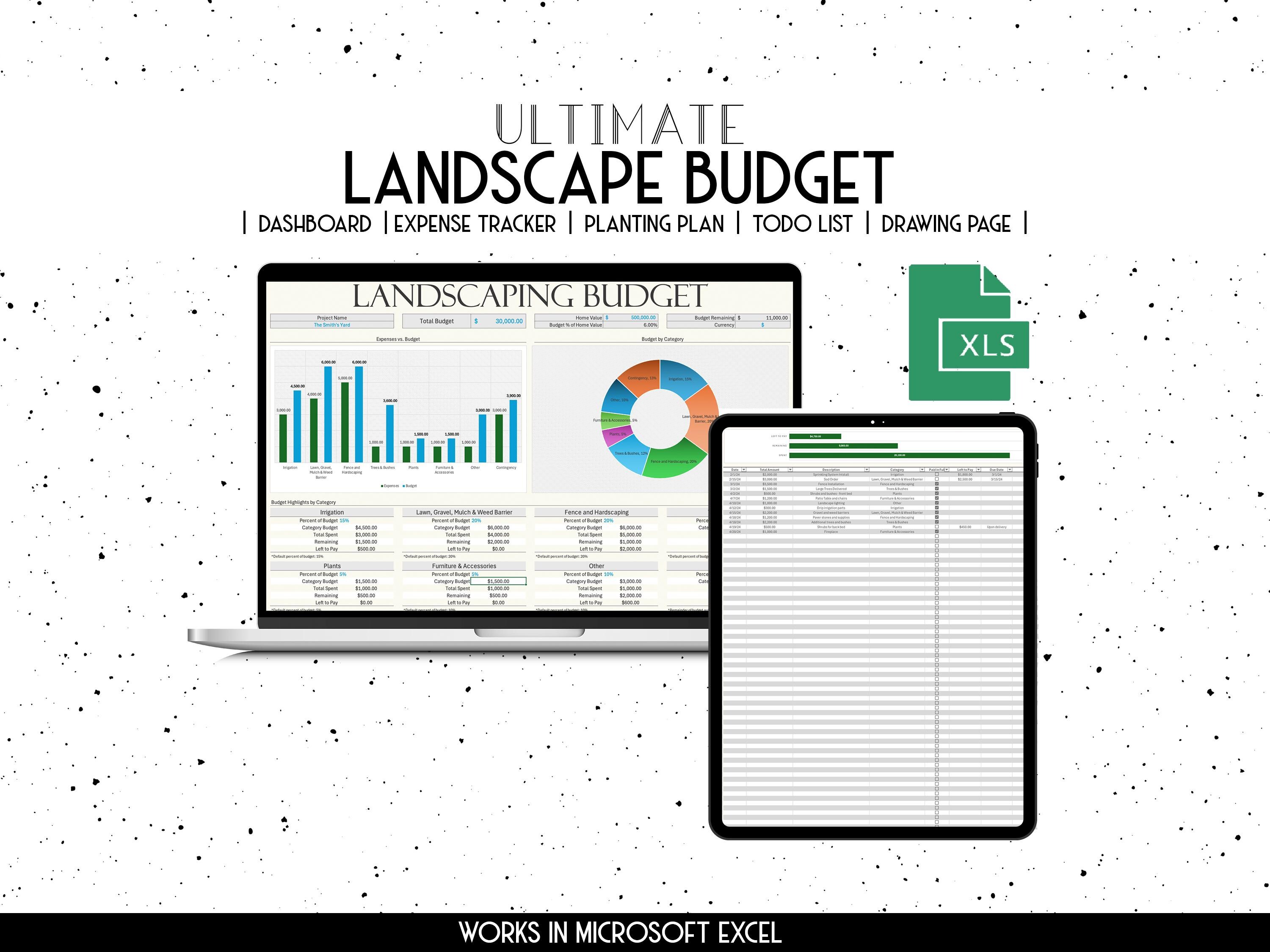 Easy Landscape Budget Spreadsheet Template - Etsy