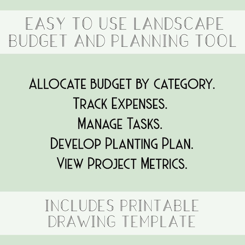 Easy Landscape Budget Spreadsheet Template - Etsy