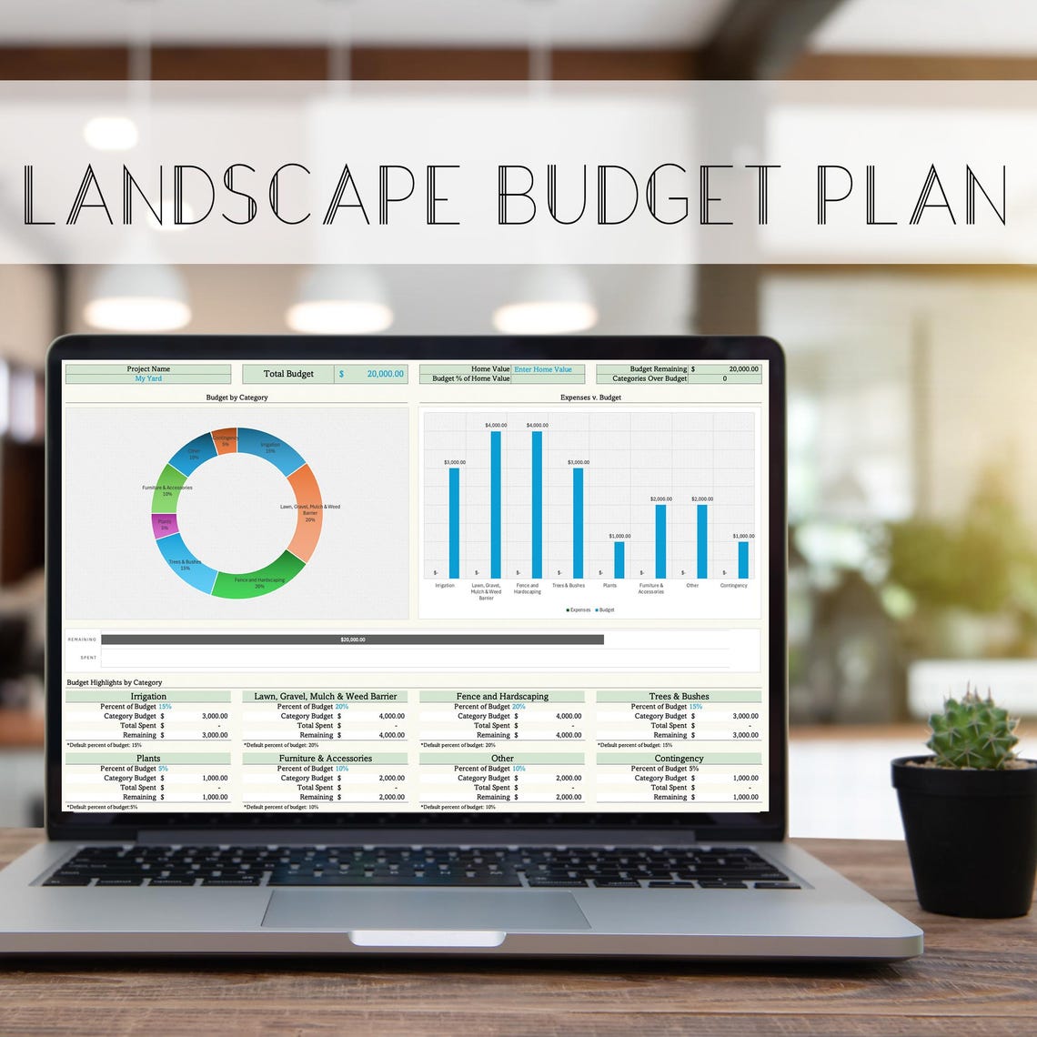 Easy Landscape Budget Plan Excel Template - Etsy